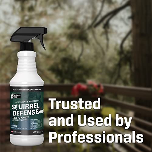 Exterminators Choice - Squirrel Defense Spray - 32 Ounce - Natural, Non-Toxic Squirrel Repellent - Quick and Easy Pest Control - Safe Around Kids and Pets - Deters But Doesn’t Harm