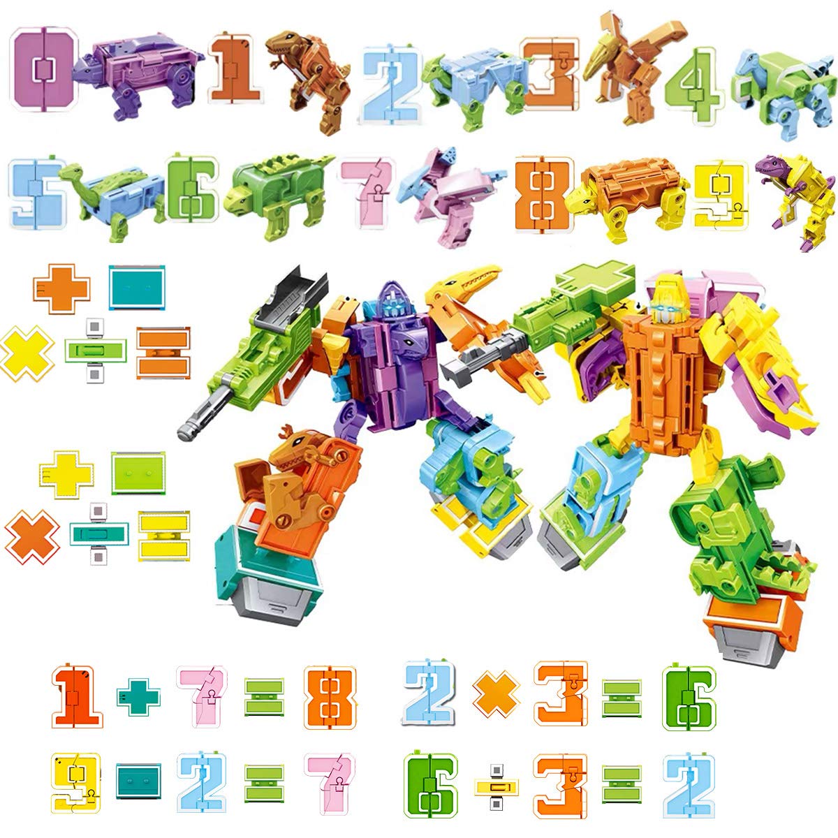 Number Robots Dinosaur Toys Action Figure for Kids Number Learning
