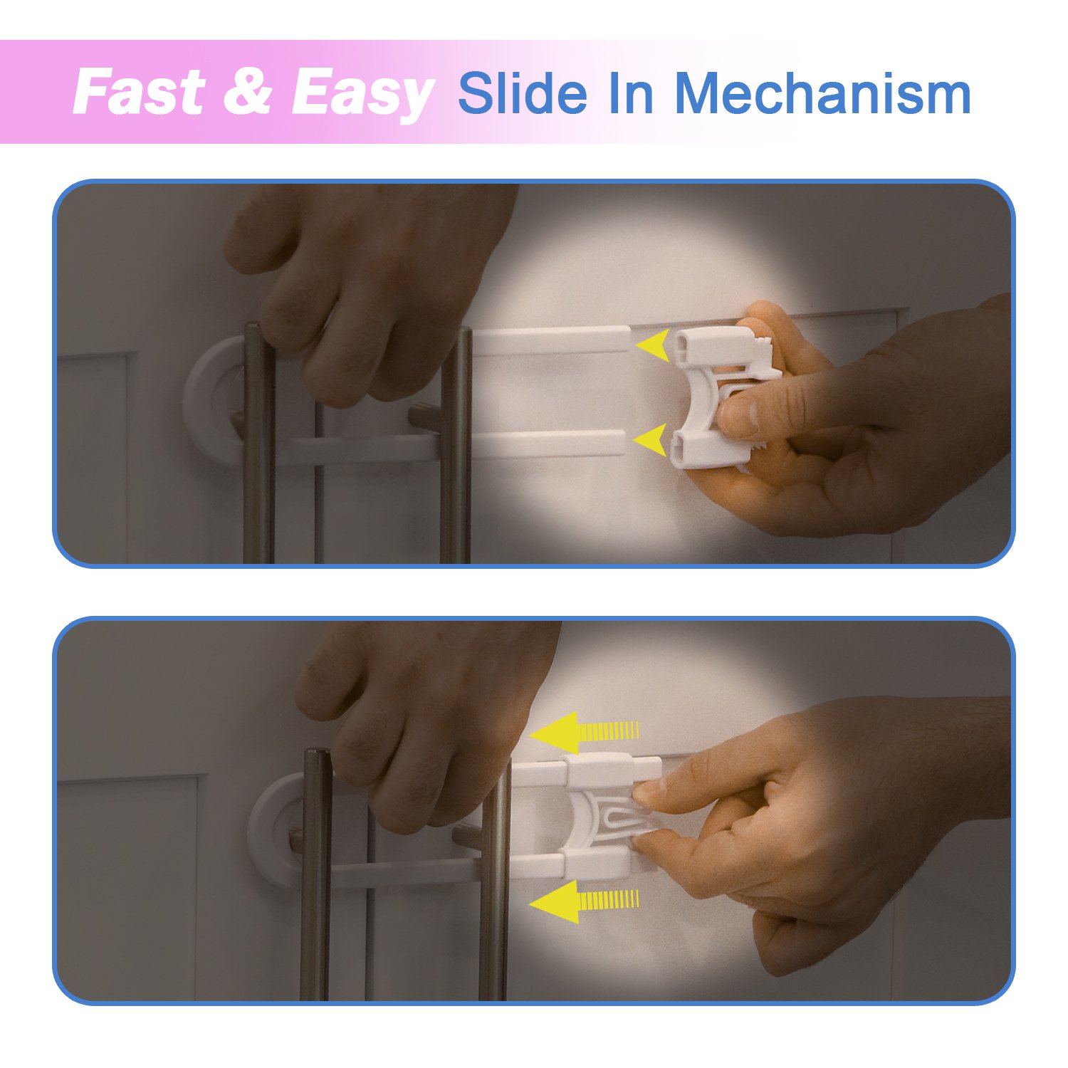 Child Safety Sliding Cabinet Locks (8 Pack) - Baby Proof Knobs, Handles, Doors - U Shape Sliding Safety Latch Lock - Jool Baby