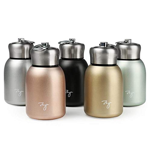 Mini Water Bottles,9 oz Vacuum Thermo Bottle with Leakproof Stainless Water Flask for Coffee Hot and Cold Drink,Portable Sport (Rose gold color)