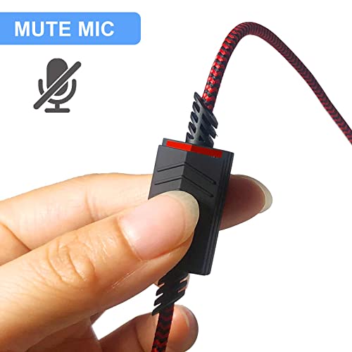 MQDITH 2.0M Replacement Audio Cable Compatible with Astro A40 A40TR Gaming Headset, Inline Mute Wire and No Volume Control Cord (Nylone Cord, Red/Black)