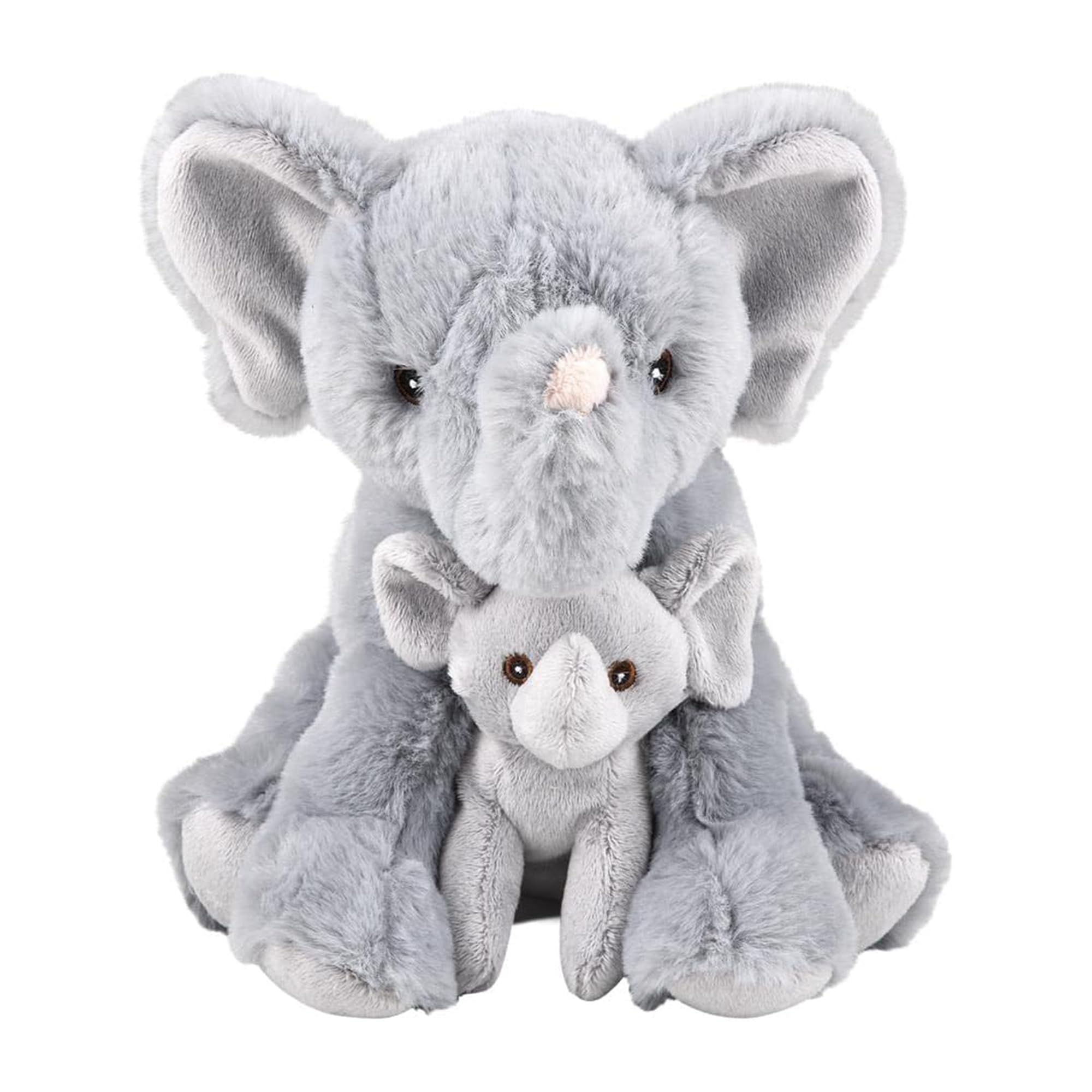 Mom and Baby Stuffed Animals for Boys & Girls, Safari Baby Shower Decorations, Nursery Decor, Zoo Animals for Toddlers, Quality Realistic Toy for Kids, Cute, Soft, Huggable, Squeezable (9.5" Elephant)