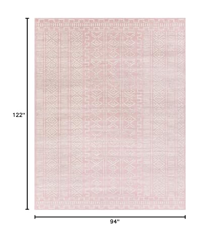Livabliss Dianne Global Tribal Area Rug,7'10" x 10'2",Pale Pink/Cream