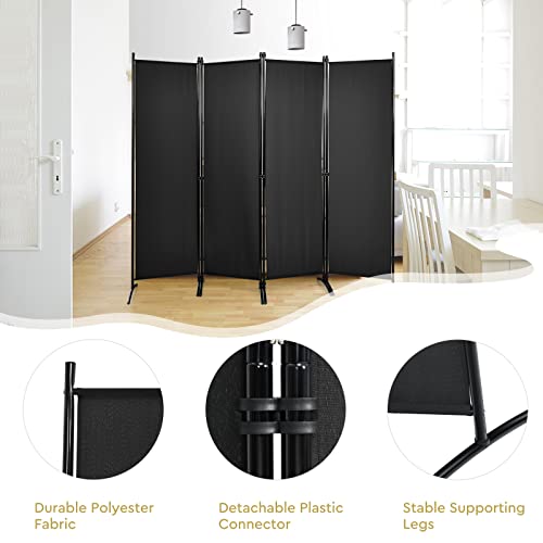 Giantex 5.6 Ft Tall 4 Panel Room Divider Black, Lightweight Portable Folding Privacy Screen, Freestanding Partition Wall Divider and Separator for Bedroom Home Office Apartment Studio