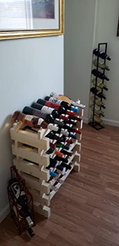 DisplayGifts Modular Stackable Wine Rack Freestanding Wooden Wine Stand Storage Holder, Thick Wood Wobble-Free Natural 36 Bottle Capacity 6 X 6 Rows (Natural - Unfinished)