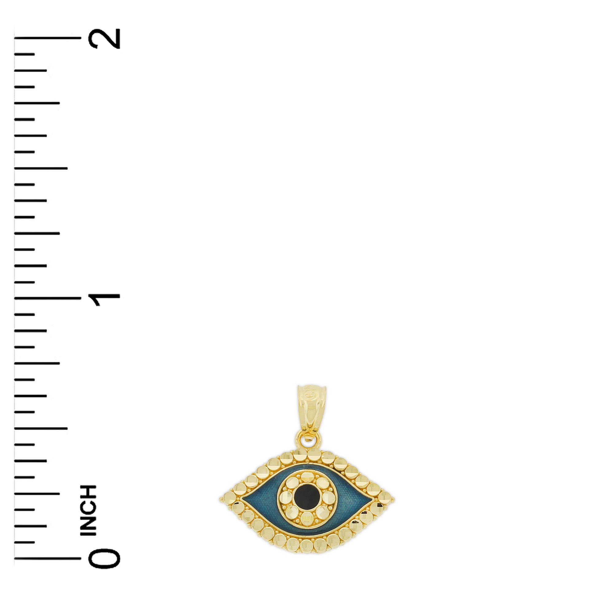 Charm America - Gold Diamond-cut Evil Eye Charm with Enamel - Evil Eye Pendant - 14 Karat Solid Gold