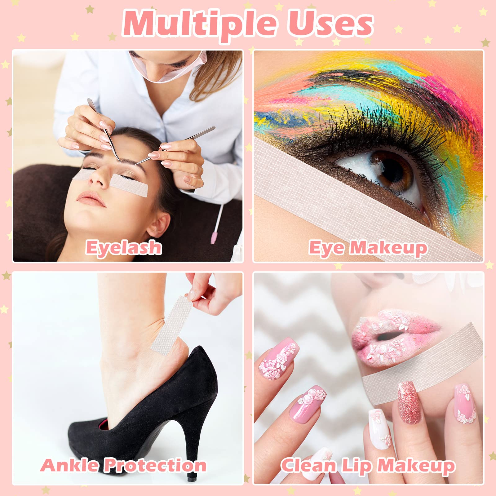 Maitys 2 Rolls Eyelash Tapes 7.8 Yards Total Adhesive Silicone Gel Lash Tapes for Eyelash Extension Breathable Cross Texture Direction Soft Lash Extension Tape Under Eye Eyelash Extension Supplies