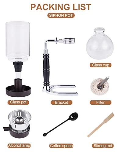 YUCHENGTECH Siphon Syphon Coffee Maker Tabletop Glass Siphon Pot Glass Technica Syphon Coffee Maker Siphon Vacuum Coffee Maker(5 Cups(600ml))