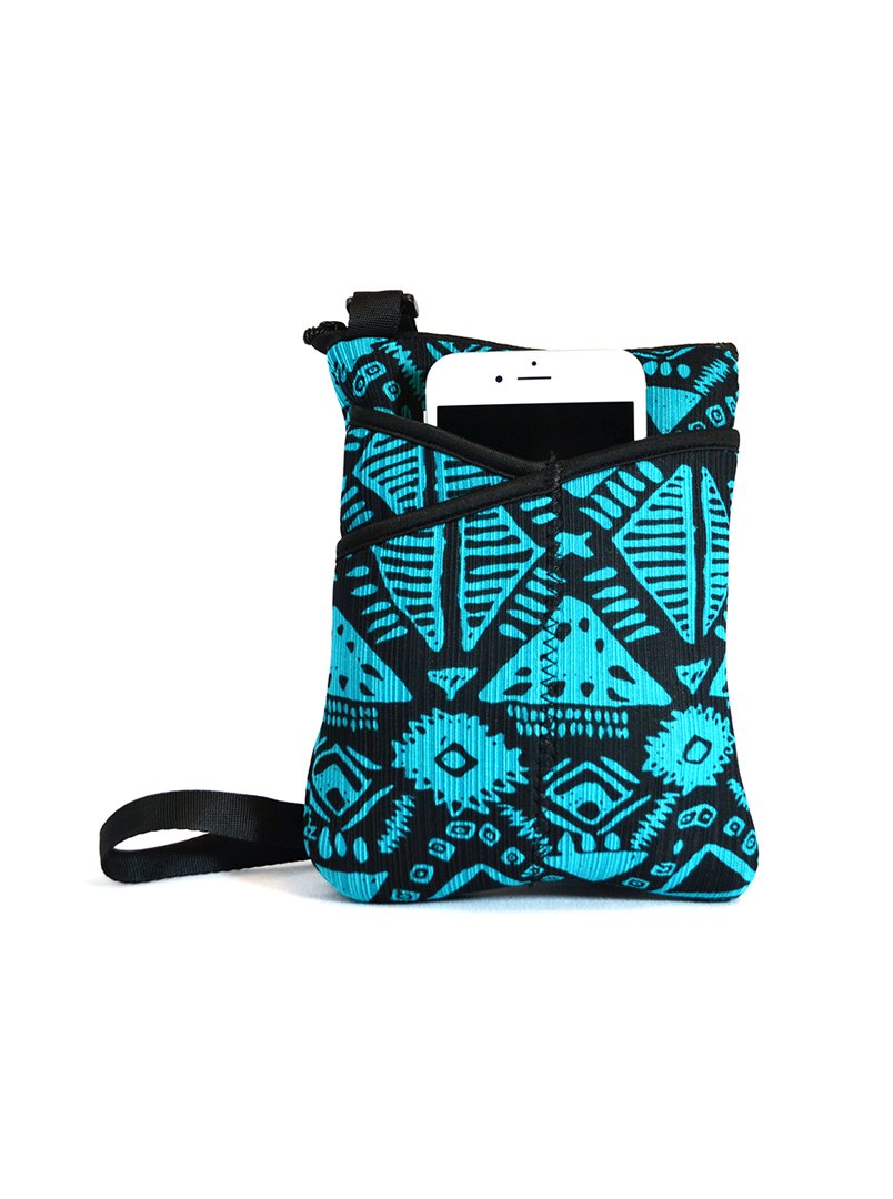 NuPouch Sling Hipster Cross Body Purse Women's Handbag, Blue Aztec