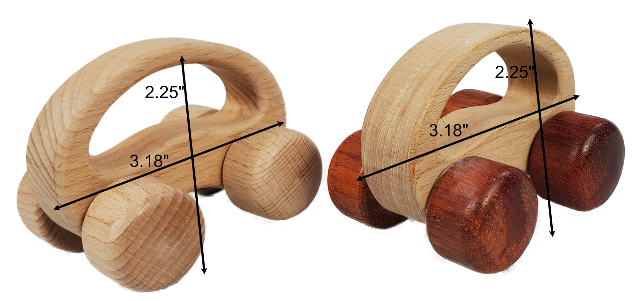 TEKOR Wooden Animal Push Toy with Wheels | Baby & Toddler | Grasping & Teething | Natural Organic Beech Wood | Develops Fine Motor Skill | Coordination | Smooth No Rough Edges | (Package of 4 Toys)