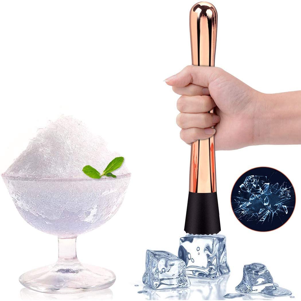 Cocktail Tools, JUSTDOLIFE Stainless Rose Gold Mixing Spoon Double Jigger with Cocktail Ice Muddler and Cocktail Bar Strainer for Home Bar Cocktail Drinks