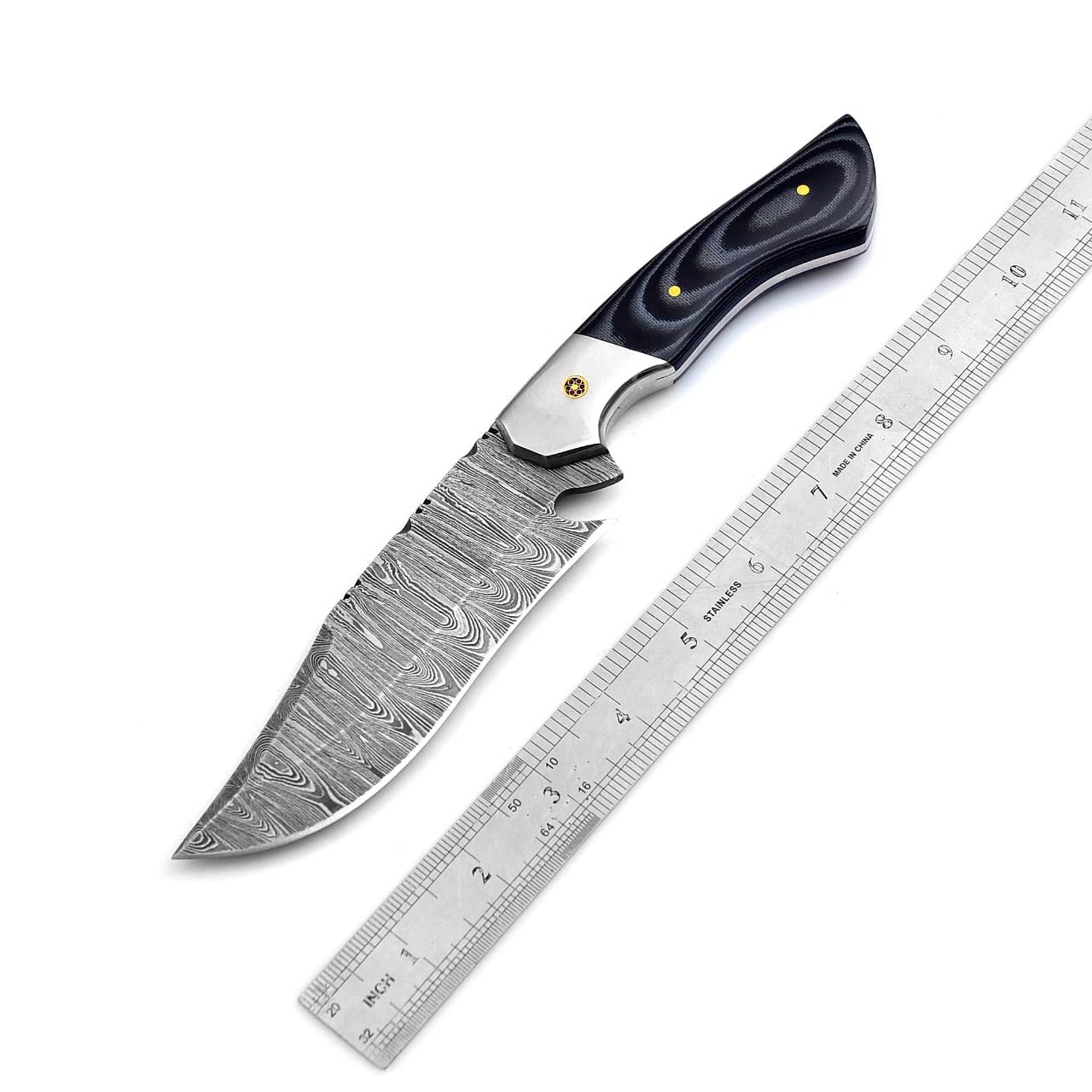 EcstaticVision Handmade Damascus Steel Knife Fixed Blade 9.5 inches Hunting Knife with sheath EV-1079