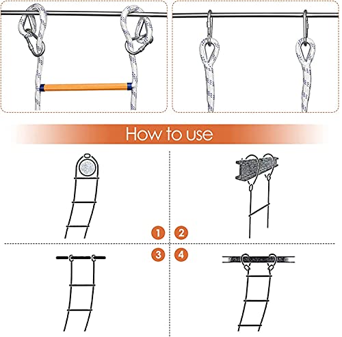 Home Rope Ladder,Emergency Ladders Emergency Fire Escape Ladder Nylon Escape Ladders Safety Ladder Home with Hooks/6M