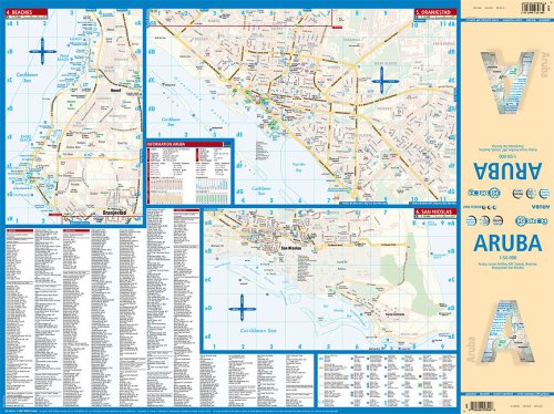Laminated Aruba Map by Borch (English, Spanish, French, Italian and German Edition)