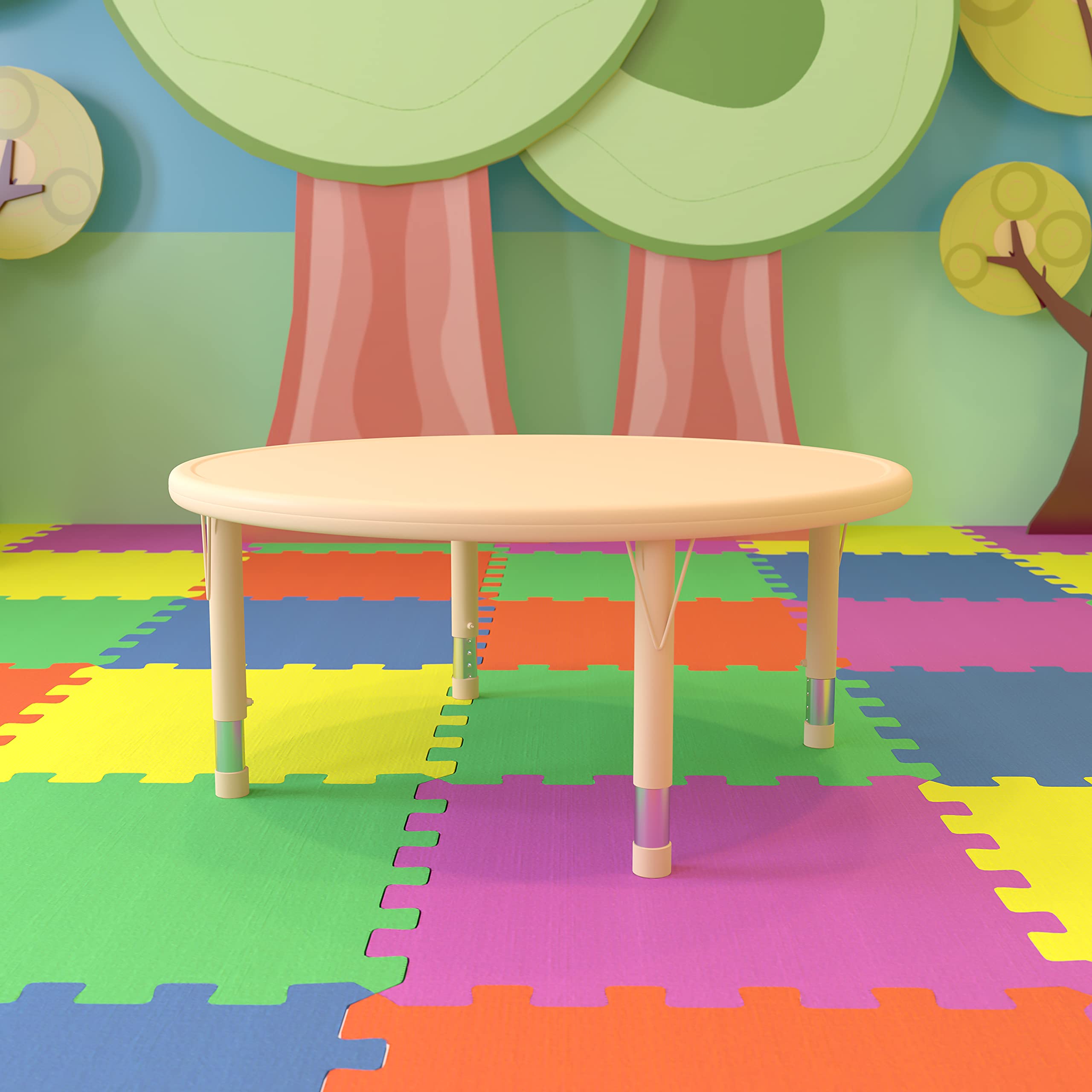 Flash Furniture Wren 45" Round Natural Plastic Height Adjustable Activity Table