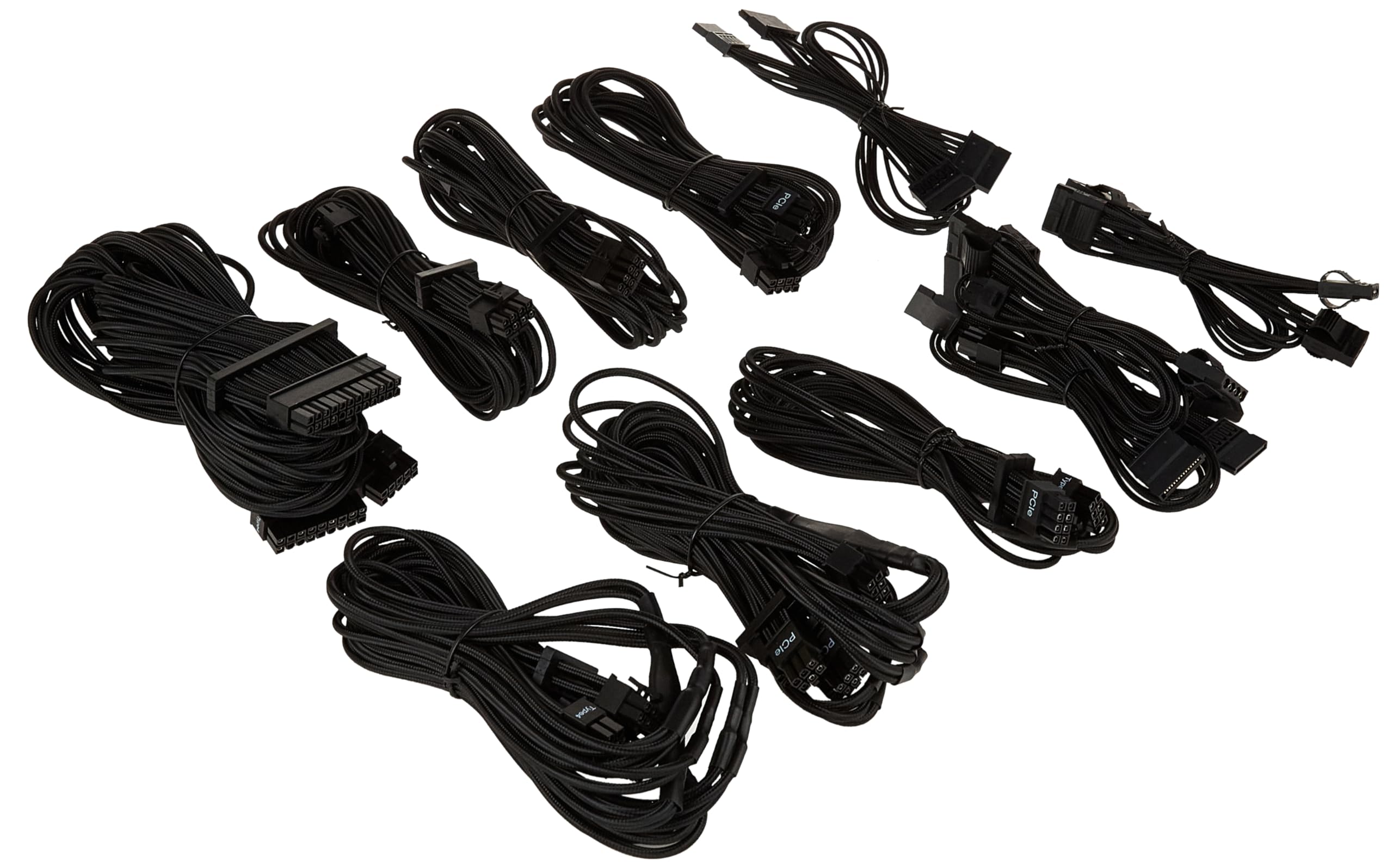 CORSAIR Premium Individually Sleeved PSU Cables Pro Kit for Corsair PSUs â Black, 2 Year Warranty