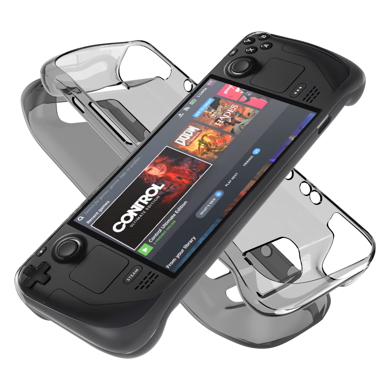 Darkvollat Protective Case for Steam Deck,Soft rubber protective case,Anti-Drop and Anti-Skid Protective Case (transparent black)