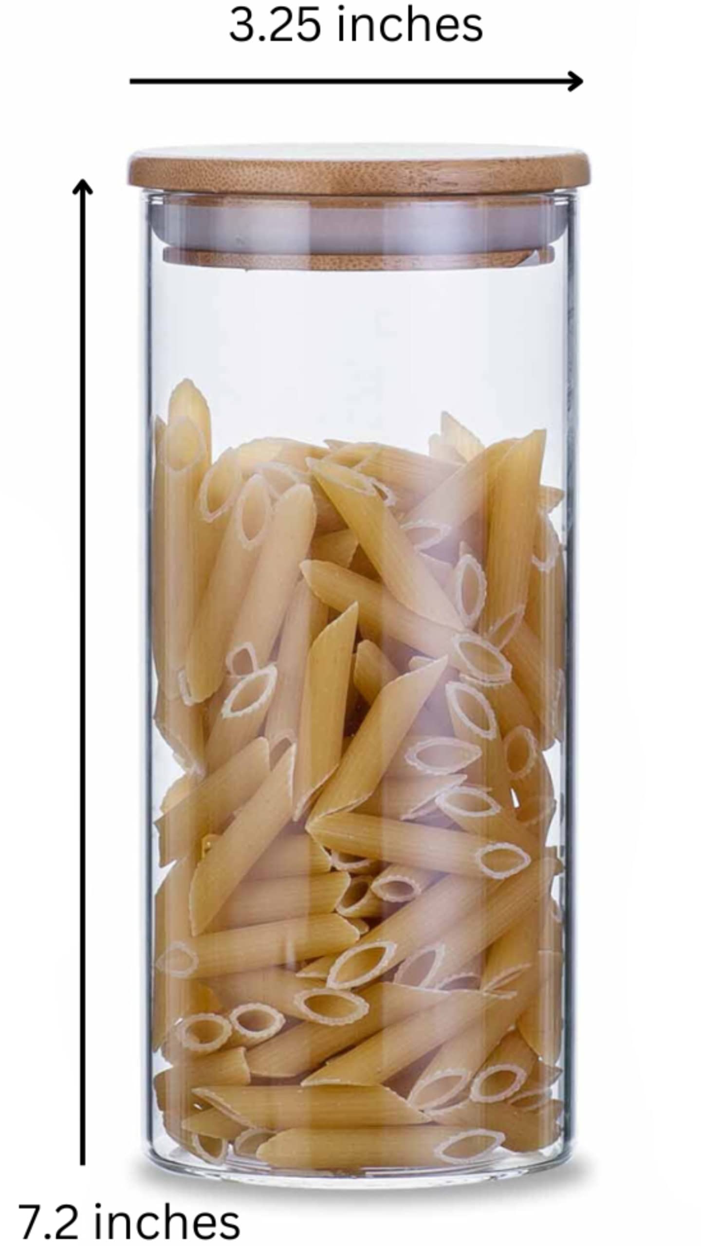 Cestari Glass Food Storage Containers Jars with Airtight Bamboo Lid 24 oz, 700 ml Pantry Organization Jar for Grains and Rice, Glass Terrarium with Lid, Spice, Coffee, Tea, and Sugar Container