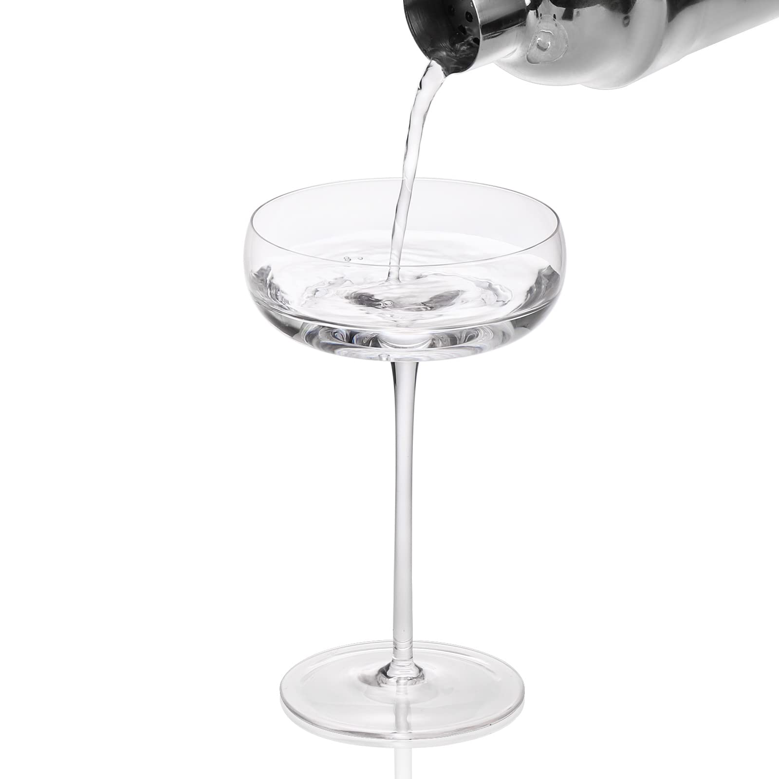 Coloch 4 Pack Cocktail Coupe Glasses with Stem, 7oz Crystal Tall Martini Glasses Vintage Champagne Coupe Glassware for Cocktail, Martini, Margarita, Champagne, Party, Catering, Wedding