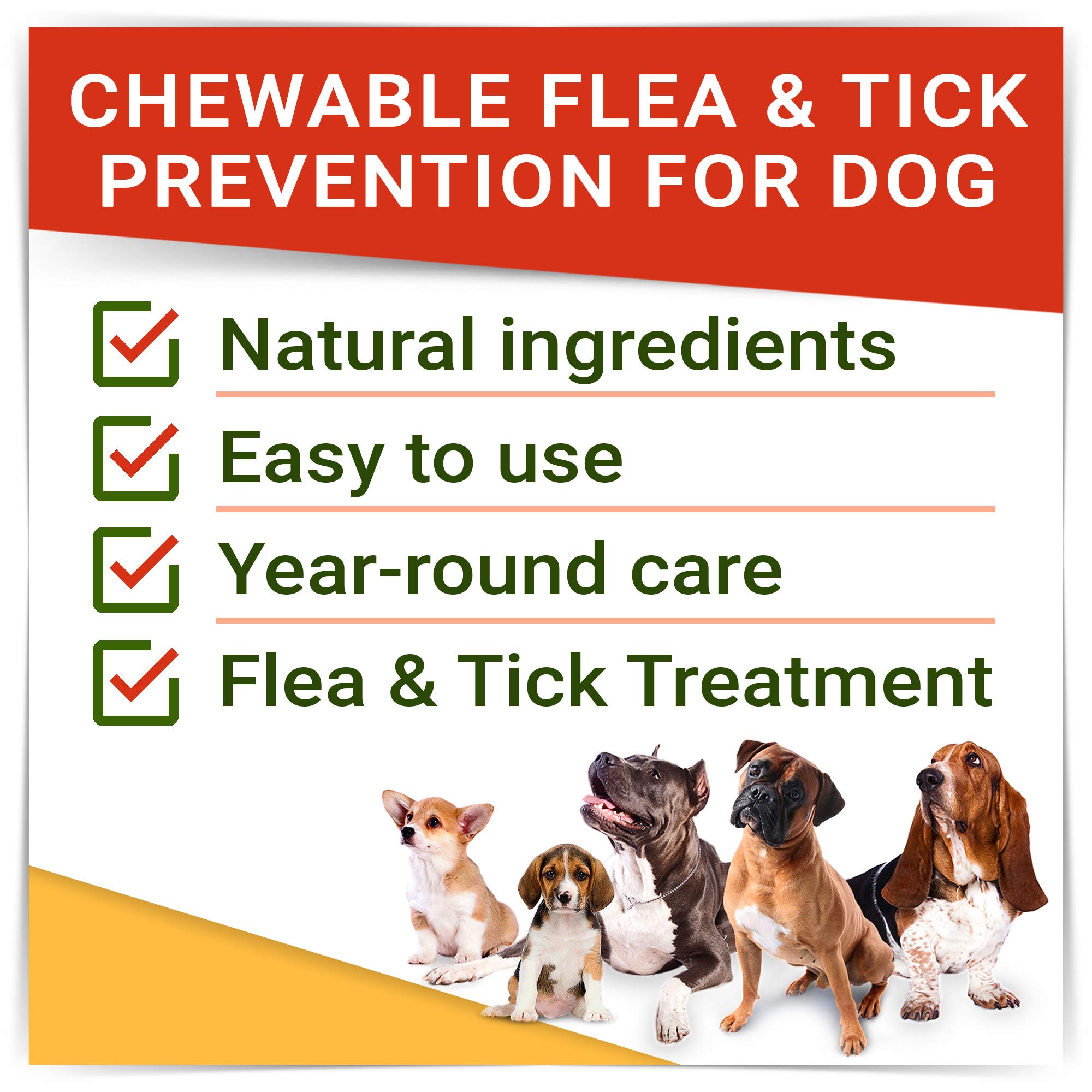 Chewable Flea and Tick Treats for Dogs - Made in USA - Flea and Tick Solution - Duck Flavor