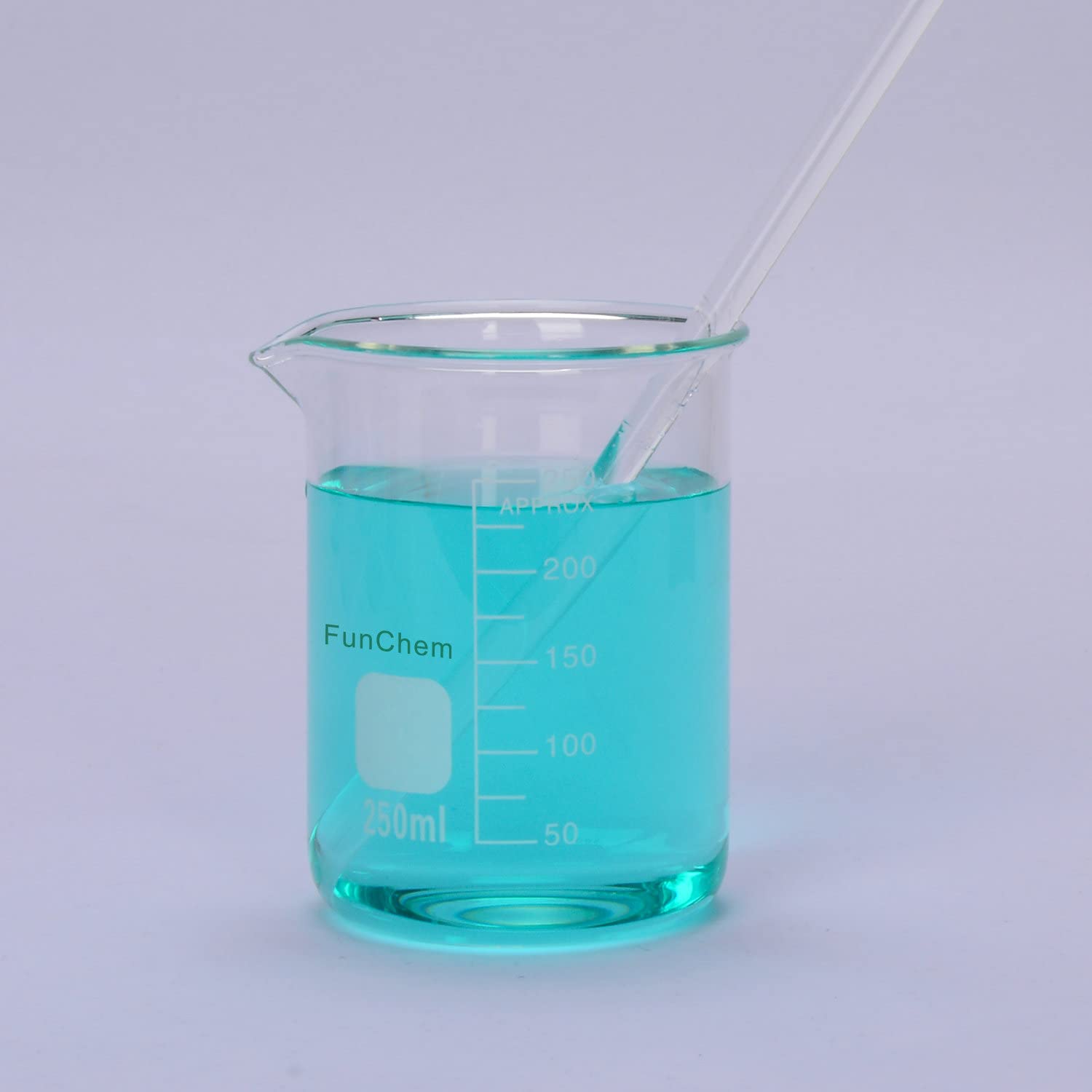 FunChem Glass Measuring Beaker Set, (5 Pieces) Borosilicate Glass Graduated Beakers Griffin Low Form in 5 Sizes, 50 ml/100 ml/250 ml/500 ml/1000 ml (1 L)