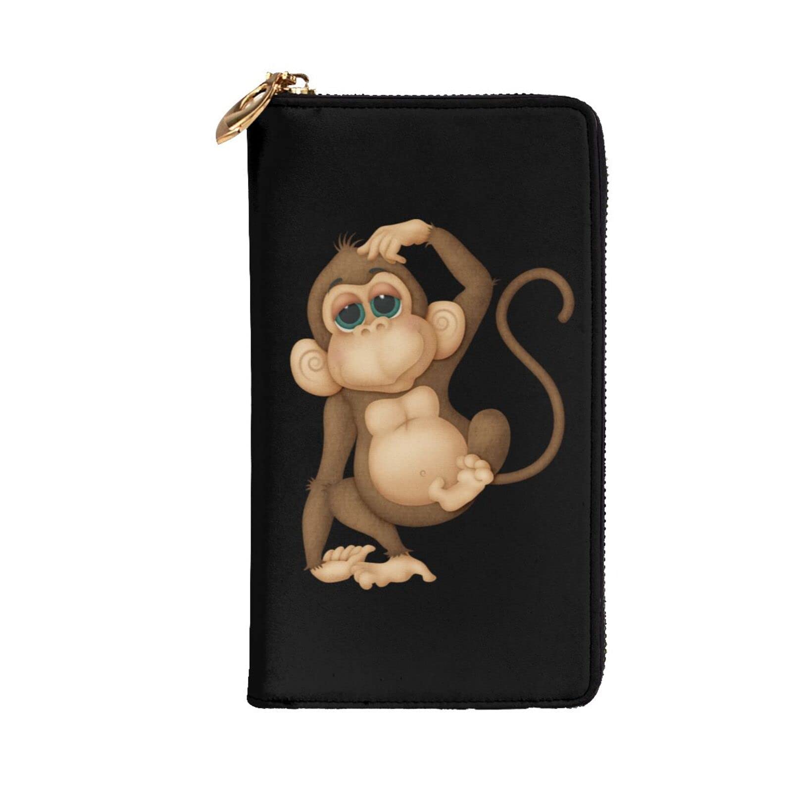 cute monkey Women's European wallet can hold 12 cards Travel passport wallet, family passport folder Modern/Fit