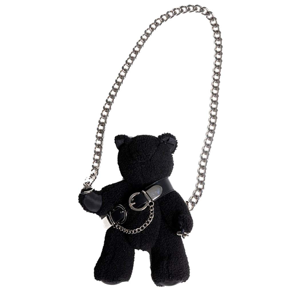 TENDYCOCO Crossbody Bag with Chain Stuffed Animal Purse Teddy Bear Purse Gothic Purse 13.3in