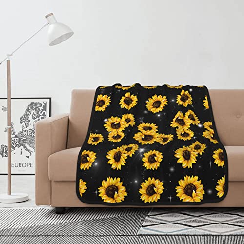 Sunflower Blanket Soft Warm Plush Blankets Flower Plant Throw Blanket for Adults Kids Bed Sofa Office 60"x50"