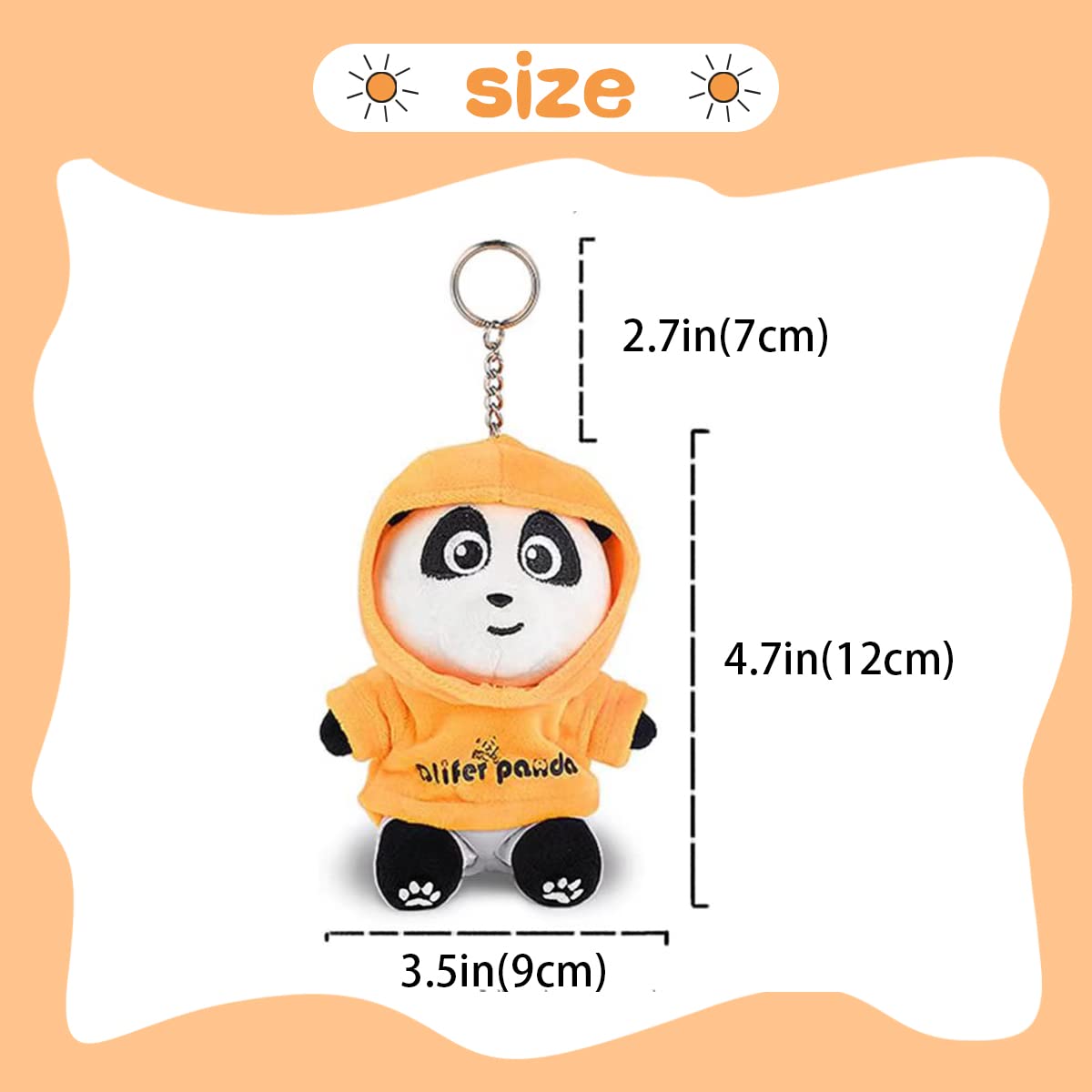 Cute Panda Plush Keychain,with Kawaii Costume Panda Bear Stuffed Animal Keychain,Panda Plushie Keychains for Backpacks,Car,Home Decor,Keychain Charms 4.7in/12cm