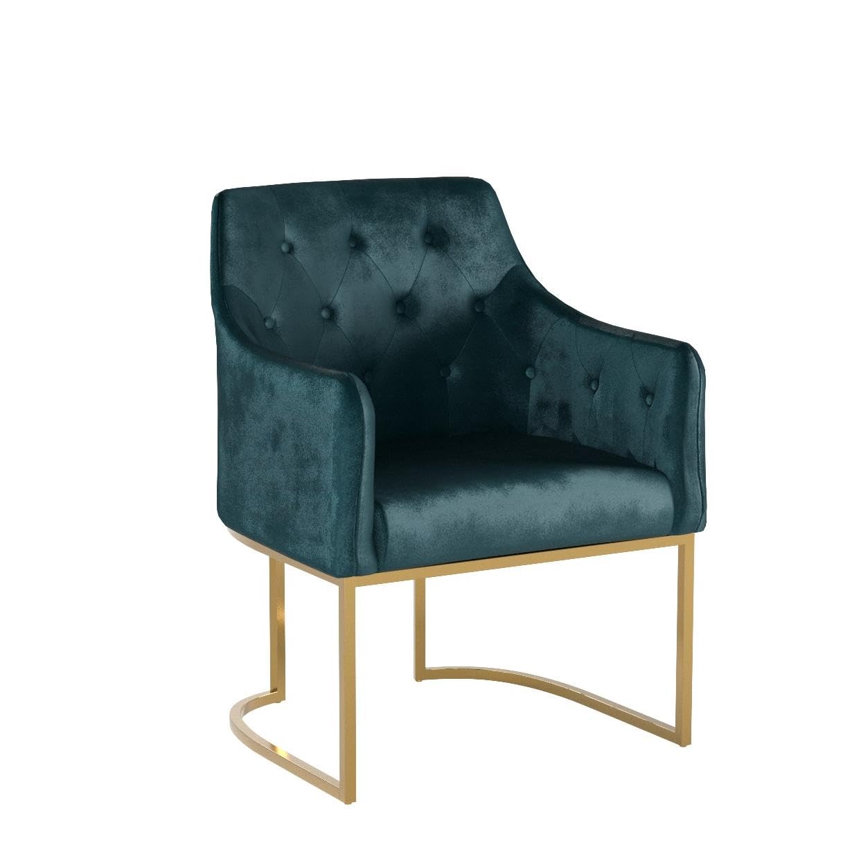 Christopher Knight Home Fern Modern Tufted Glam Accent Chair with Velvet Cushions and U-Shaped Base, Teal Finish, Black, Rose Gold 26D x 26W x 34H in