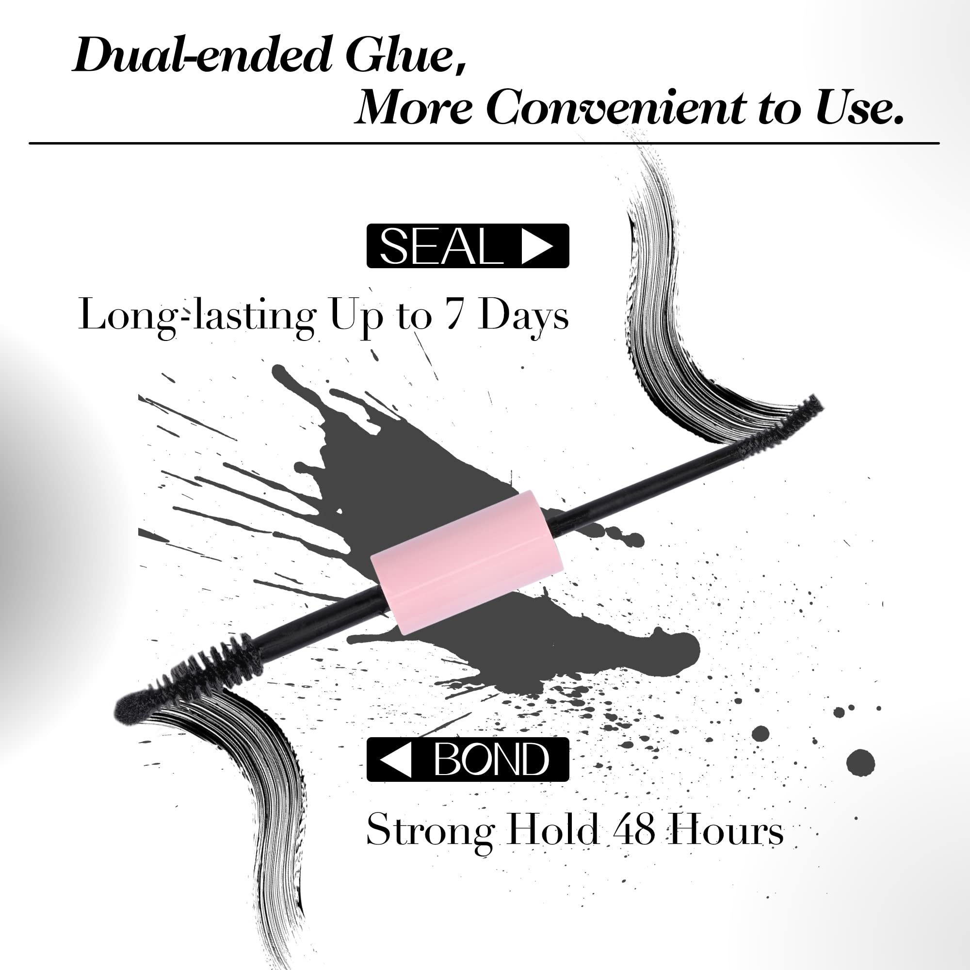 Cluster Lashes Glue Bond and Seal for DIY Lash Extension Strong Hold Long Lasting Waterproof Clump-resistant Eyelashes Glue (5ml×2)