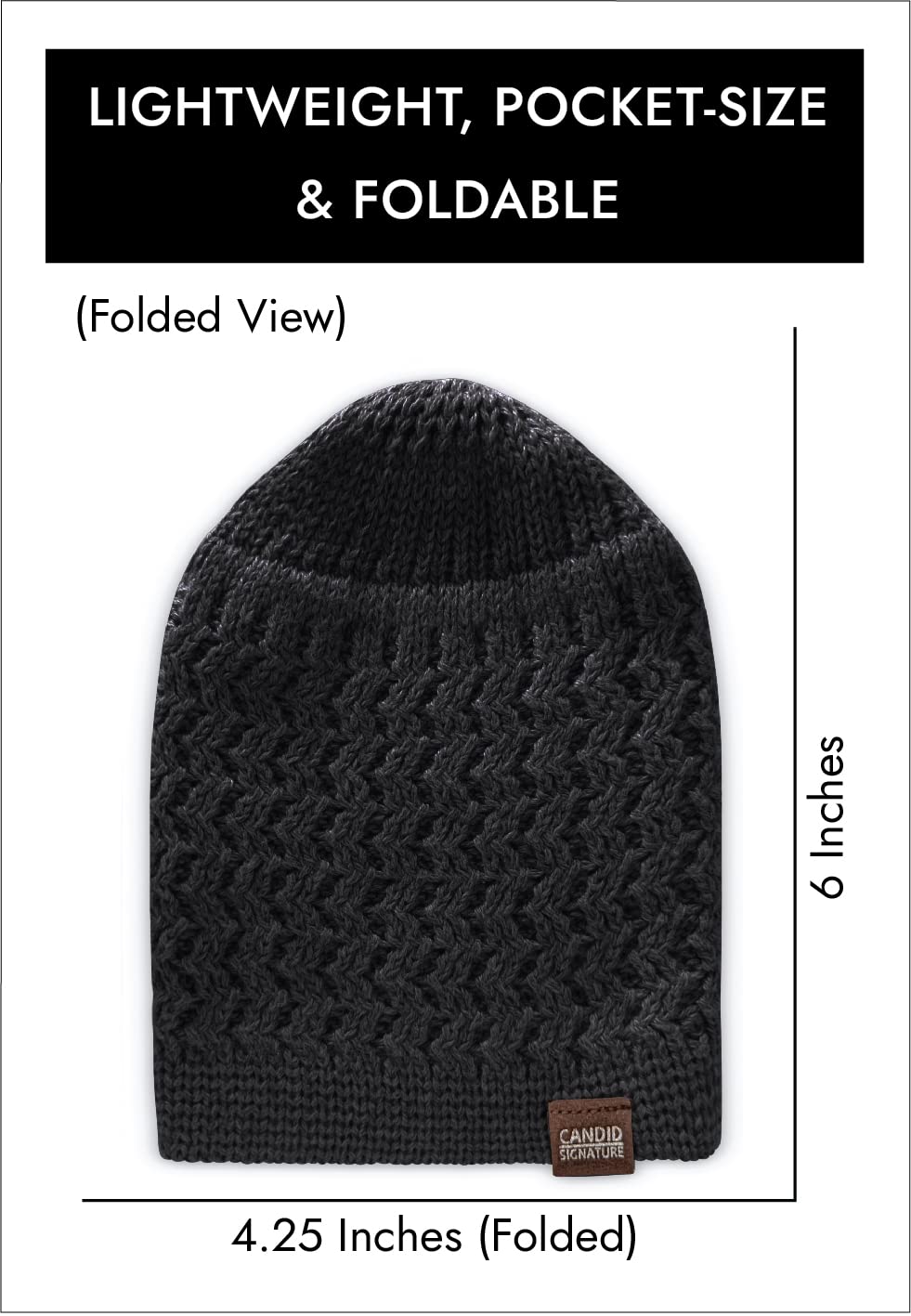 Candid Signature Apparel Skull Caps for Men & Women with Zigzag Knit | 100% Breathable Cotton Beanie Kufi Skully Caps (Black (Zigzag))