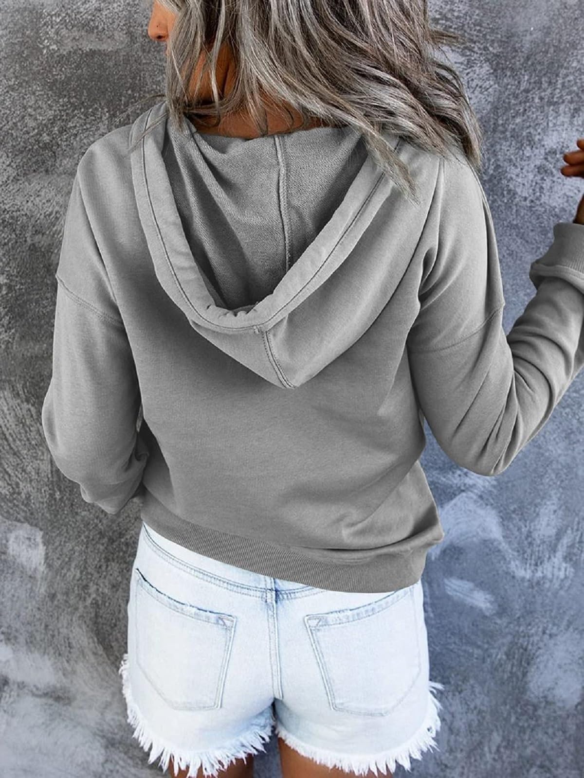 EFAN Womens Cropped Sweatshirts Half Zip Pullover Fleece Quarter Zipper Hoodies Oversized 2023 Fall Clothes Trendy Outfits Winter Sweater Grey