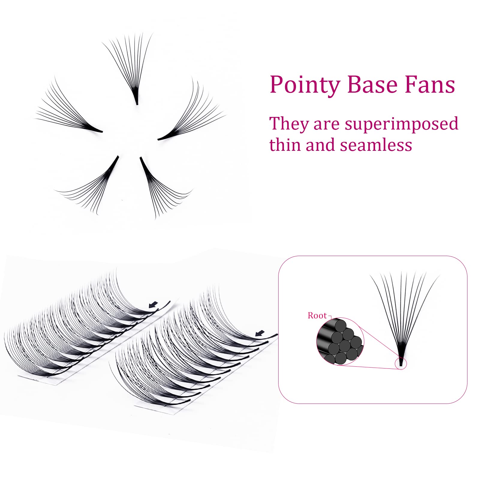 Lash Extension 10D Premade Volume Eyelash Extensions .05 .07 Thickness Premade Lash Fans Pointed Base Middle Stem Eyelash Extension Supplies(10D-0.05-D,Mix 8-14mm)