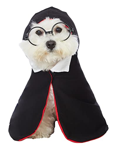 Impoosy Dog Halloween Costume Pet Wizard Hat Cat Soft Clothes Funny Puppy Halloween Cosplay Shirts with Glasses (XL)