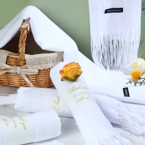 Cutecrop 18 Pack Scarf Pashmina Shawls and Wraps for Wedding Bridesmaid Party Favors Gifts Guests Bulk with Thank You Box(White)