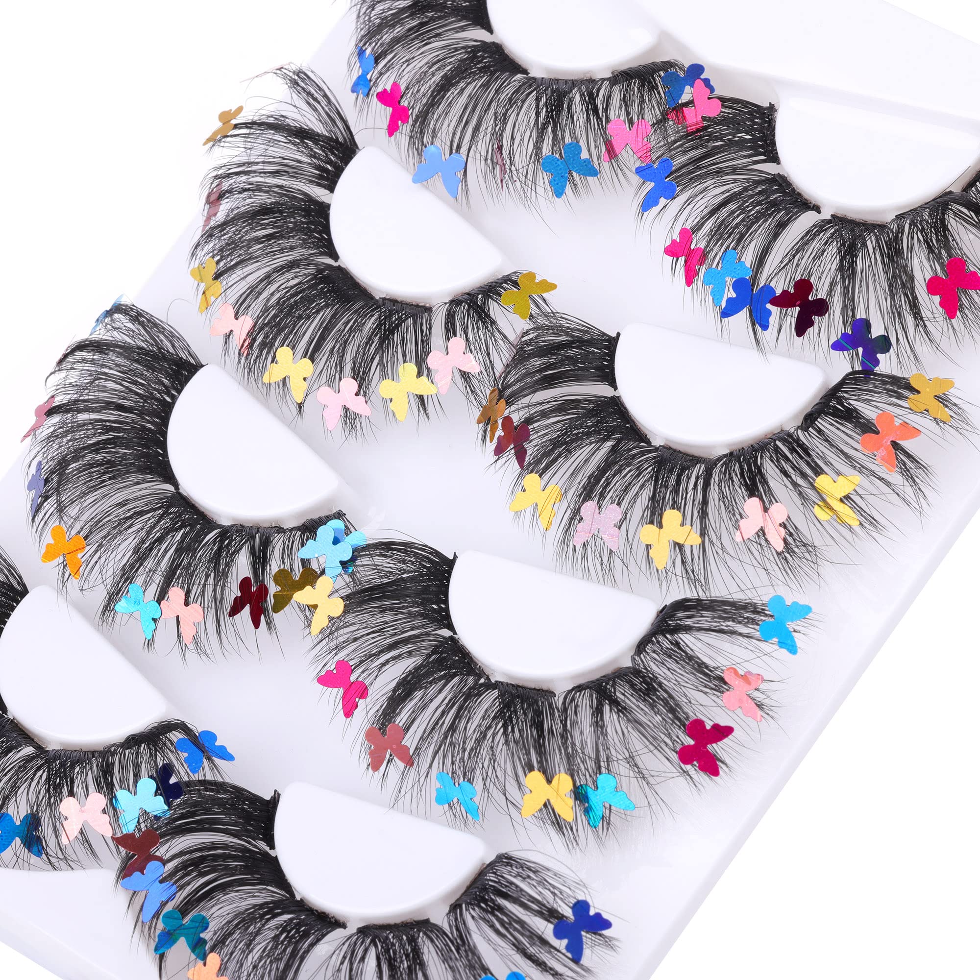 Cluster Lashes Mink Fluffy Eyelashes Cat Eye Lashes Individual Lashes That Look Like Extensions D Curl St. Patrick's Day Decorations Eyelashes with Butterfly by HeyAlice (17-20mm)