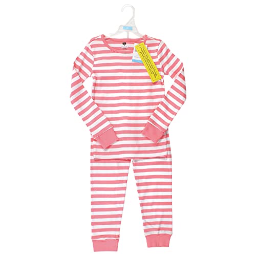 Hudson Baby Baby Cotton Pajama Set, Coral Stripe, 2T