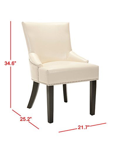 Safavieh Mercer Collection Christine Cream Leather Nailhead Dining Chair, Set of 2