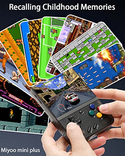 Miyoo Mini Plus,Retro Handheld Game Console with 64G TF Card,Support 10000+Games,3.5-inch Portable Rechargeable Open Source Game Console Emulator with Storage Case,Support WiFi.(Black)