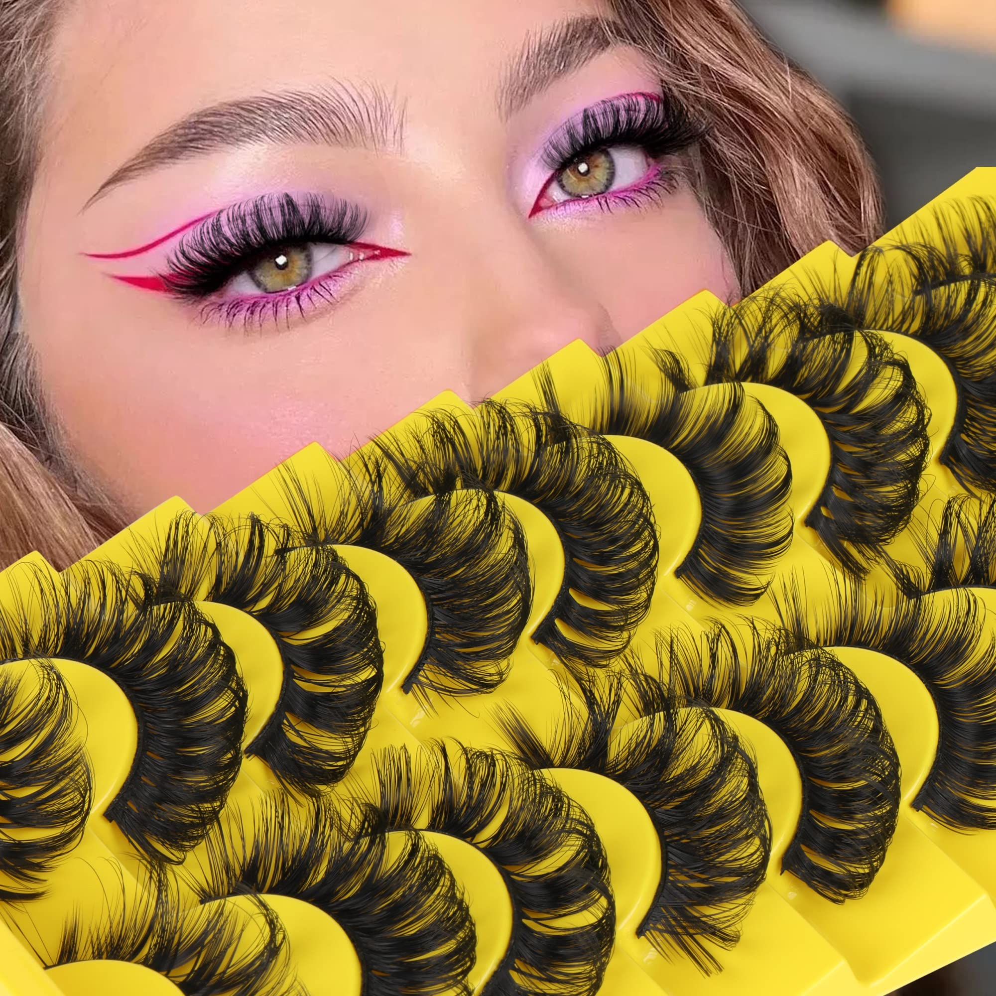 Lashes Natural Look Fluffy Russian Strip Lashes Wispy Eyelashes Natural 9 Styles Mixed False Eyelashes D Curl Multipack