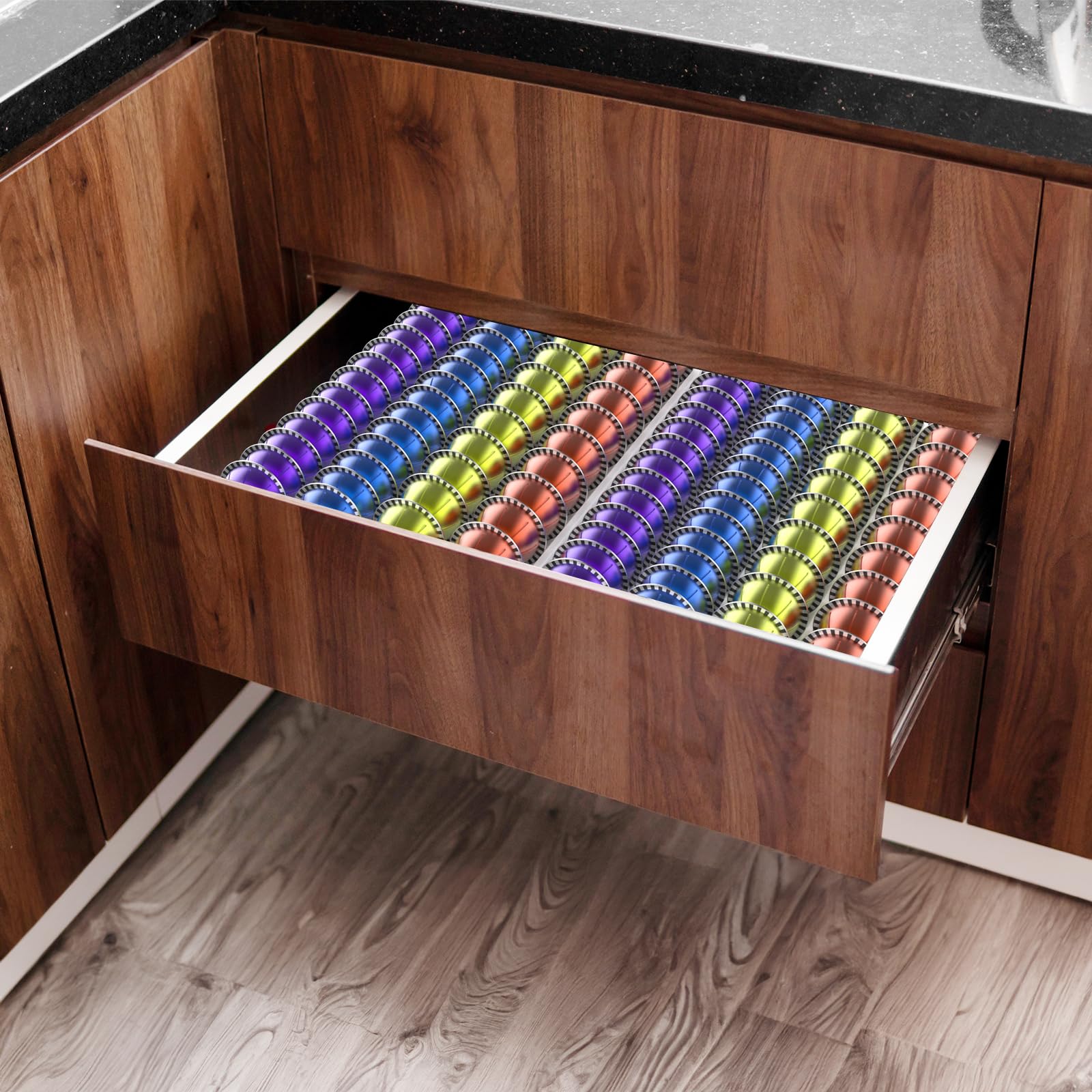 Coffee Pod Storage Holder Drawer Organizer for Nespresso Vertuo Capsule, Holder Tray Storage for Nespresso Pod, Compatible with 40 7.77fl oz or 56 1.35fl oz Pods for Kitchen Drawer, Office Countertop.