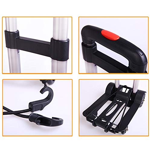 Falytemow Compact Folding Hand Truck Dolly 110 lbs Capacity 4 Wheels Portable Utility Moving Shopping Cart Fold up Trolley Adjustable and Lightweight for Luggage Personal Travel Moving and Office Use