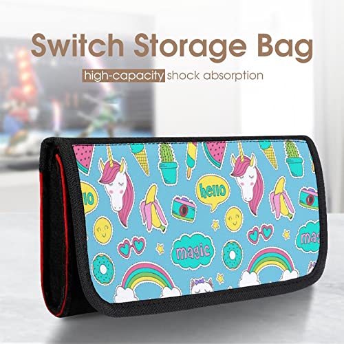 Cute Stickers for Girl Carrying Case Storage Holder Bag Printed Handbag for Switch Console Game and Slots Cards Accessories