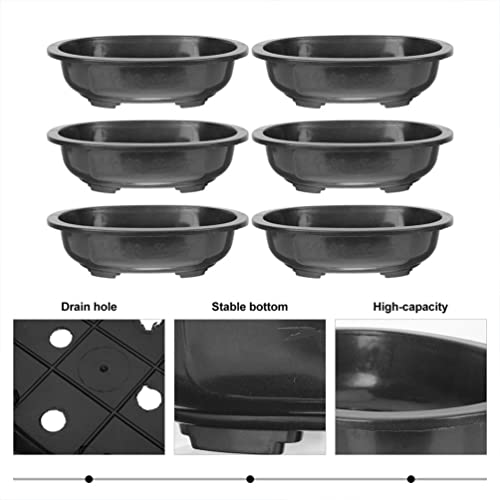 ERINGOGO Bonsai Planter Pot 18pcs Bonsai Training Pots, 15 Inches Oval with Drainage Hole, Plastic Large Deep Flower Pot Plants Growing Pots for Nursery, Garden, Balcony Oval Flower Pot