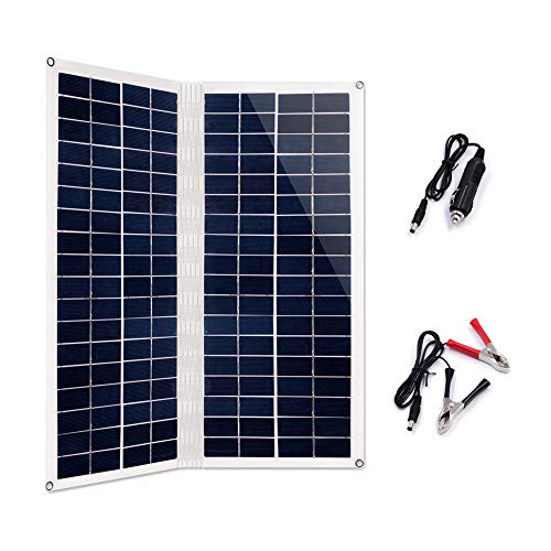 DSJ 20W 12V Solar Panel Charger Kit Ultra Thin Flexible with Connector Charging for Rv Boat Cabin Tent Car (Compatibility with 18V and Below Devices)