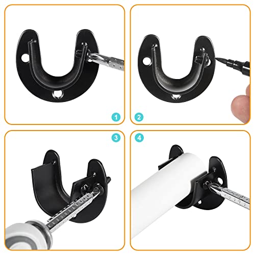 JMIATRY 12 PCS Closet Rod Brackets 1 Inch Closet Pole Socket Metal Closet Rod Brackets Heavy Duty Closet Rod Support Bracket U-Shaped Open Black Closet Rod Holders with Screws