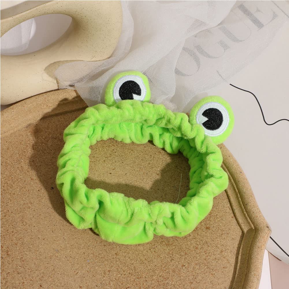 Cute Green Funny Frog Headband, Elastic Face Washing Hair Band and Turban Wrap