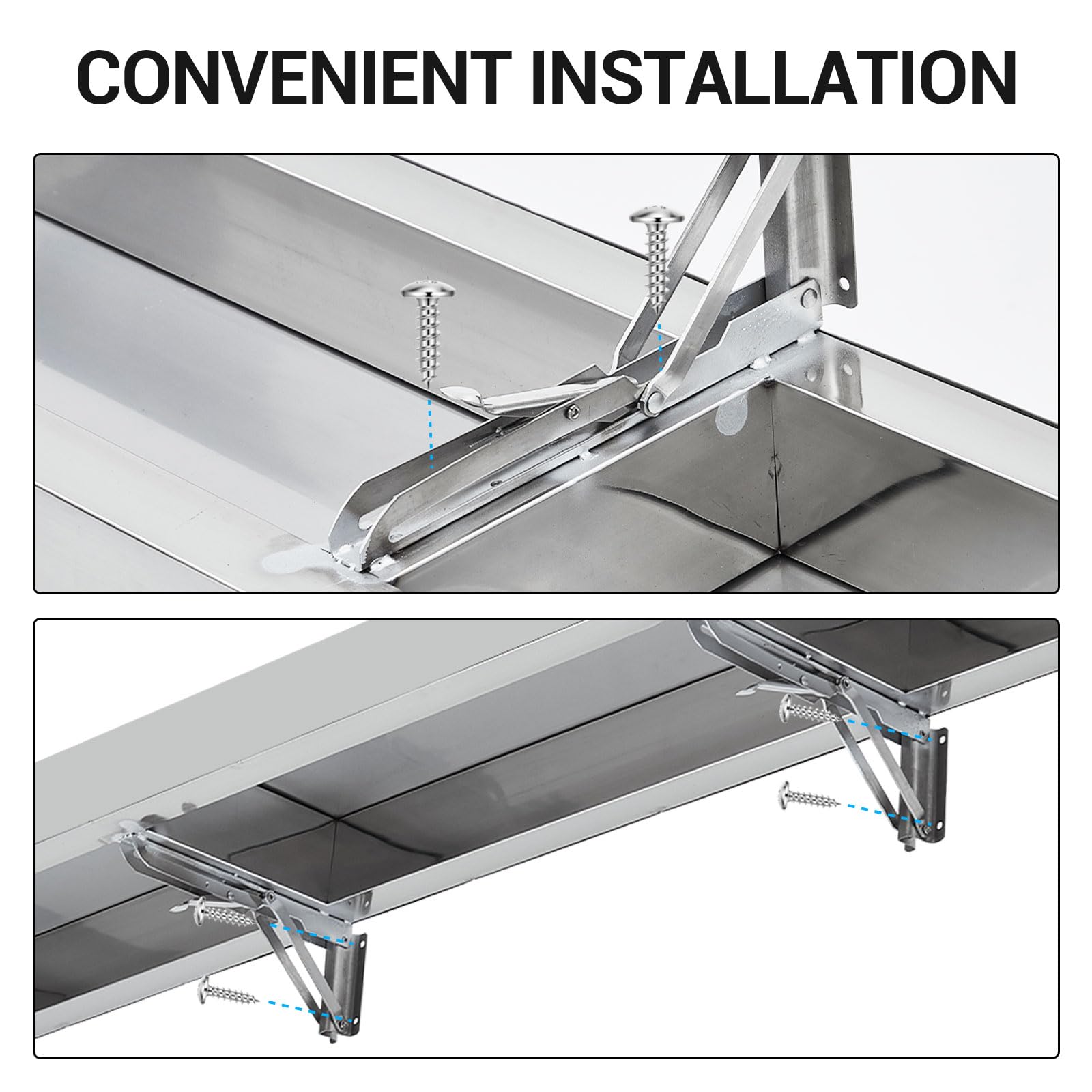 ExploreHorizon Folding Concession Shelf 72" x 12" - 304 Stainless Steel, Wall Mount, Drop Down, for Food Truck, BBQ, Restaurant