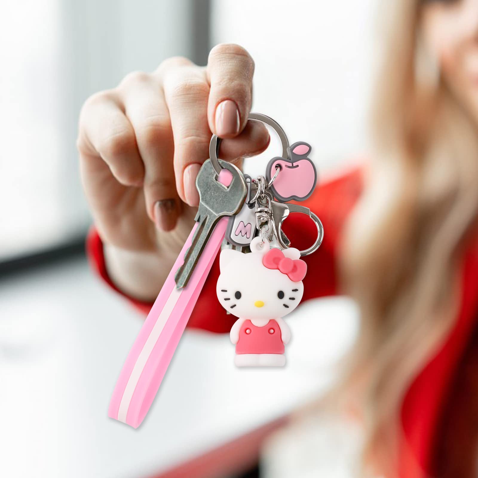 Cute Keychain for Girls - Kawaii Anime Keychain, Ladies Purse Handbag Decorative Bag Accessories (Cat)